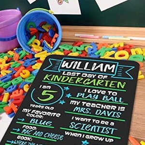Last Day of School Blue and Green Chalkboard Style Photo Prop - Etsy