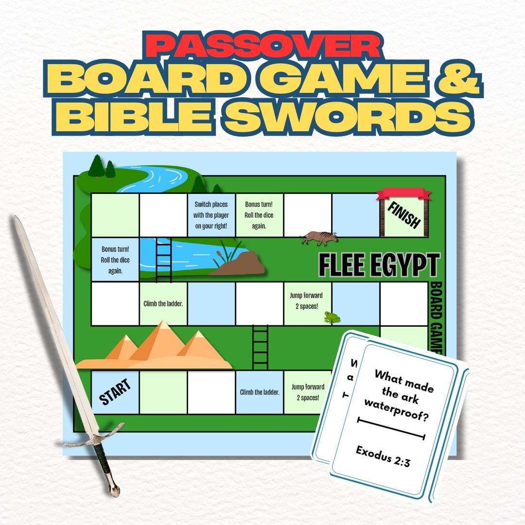 Passover Kids Printables Educational Board Game, Bible Swords, Digital ...