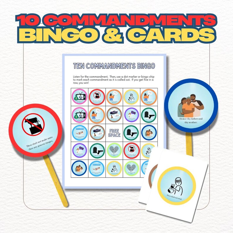 Ten Commandments Passover Kids Printables Educational Bingo Game, Cards ...