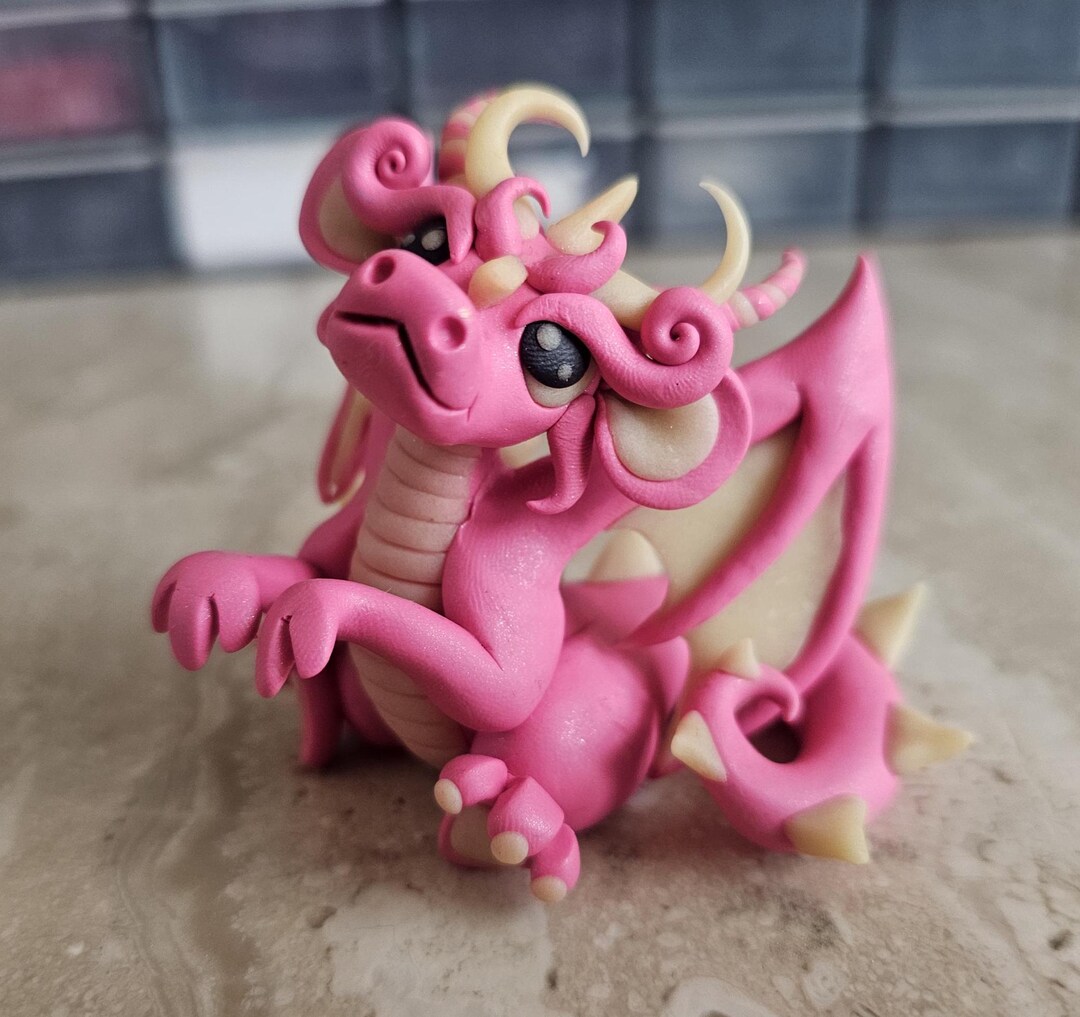 Pink Dragon Figurine, Glow in the Dark Dragon Sculpture, Miniature ...