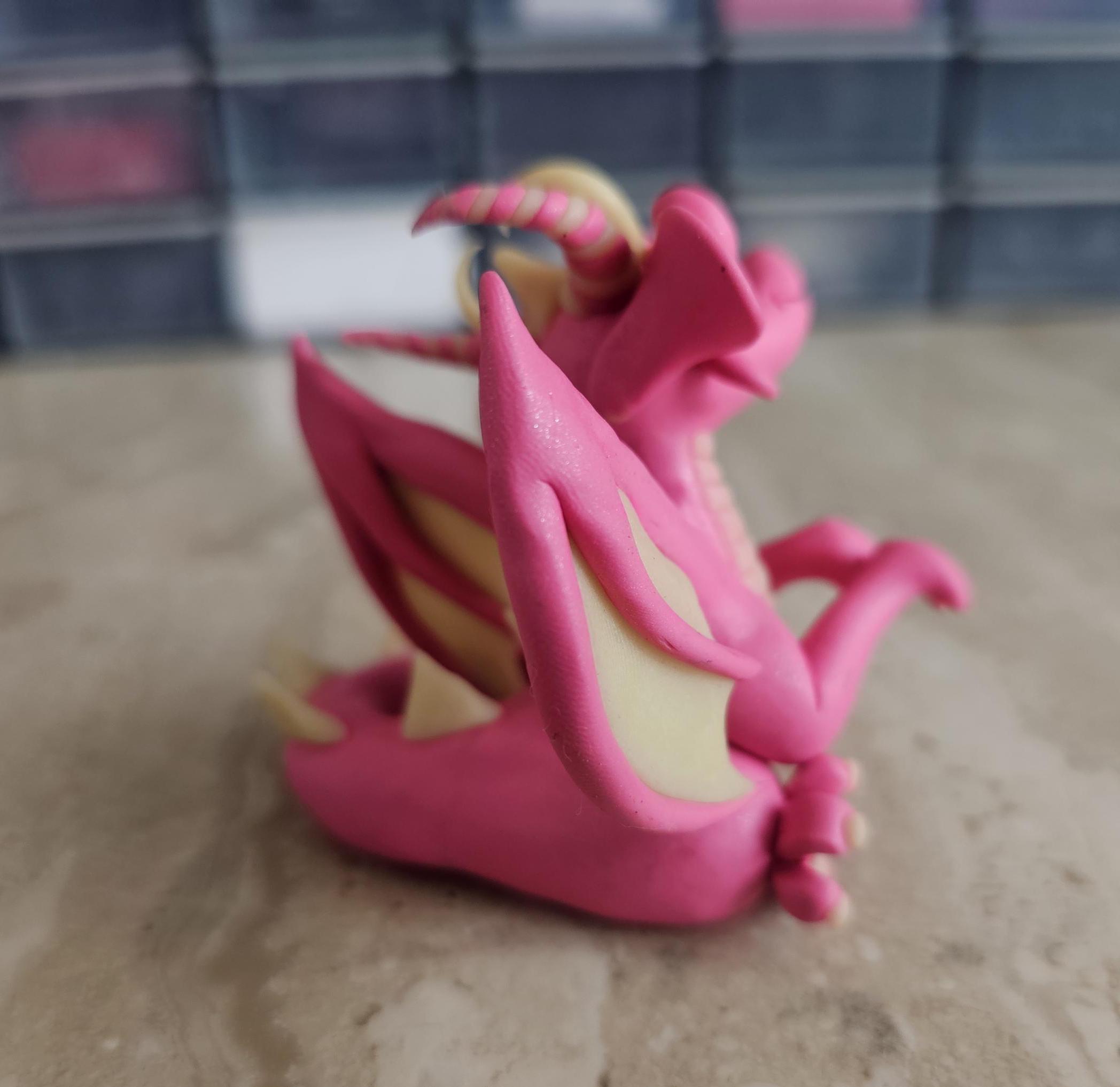 Pink Dragon Figurine, Glow in the Dark Dragon Sculpture, Miniature ...