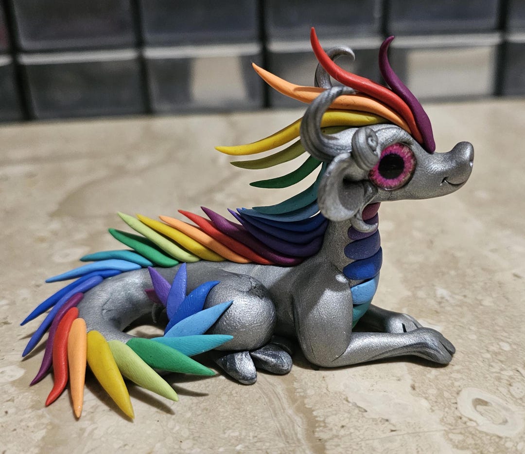Rainbow Dragon, LGBTQ Dragon, Miniature Dragon Figurine, Handmade ...