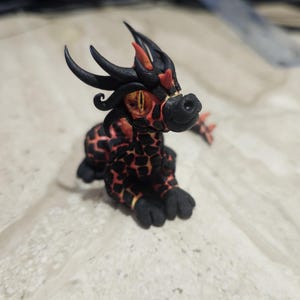 Magma Dragon Figurine, Polymer Clay Dragon Sculpture, Lava Dragon ...