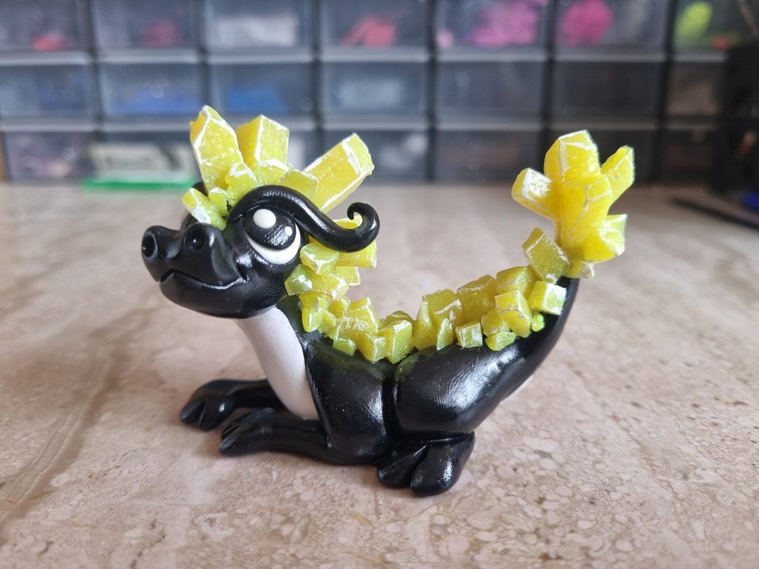 Brimstone Crystal Dragon Figurine, Cute Clay Creations, Dragon Model ...