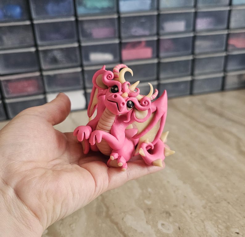 Pink Dragon Figurine, Glow in the Dark Dragon Sculpture, Miniature ...