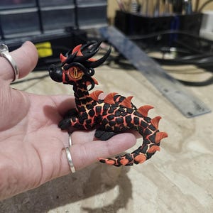 Magma Dragon Figurine, Polymer Clay Dragon Sculpture, Lava Dragon ...