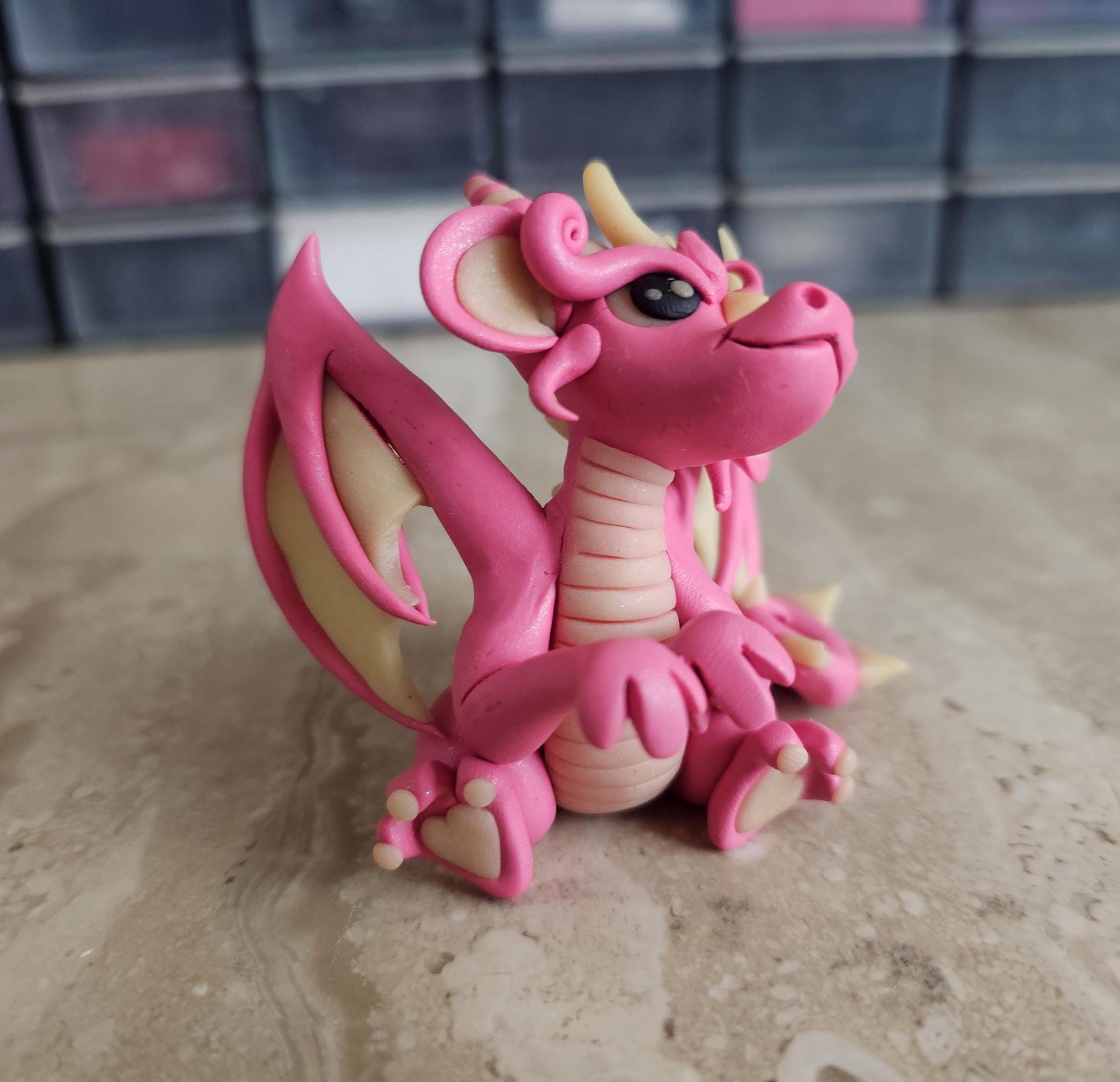 Pink Dragon Figurine, Glow in the Dark Dragon Sculpture, Miniature ...