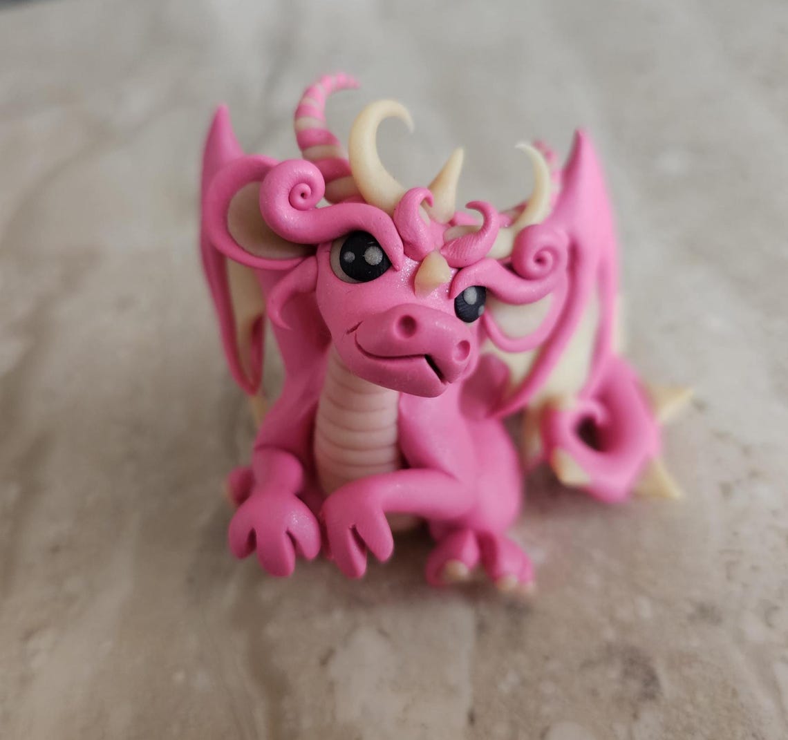 Pink Dragon Figurine, Glow in the Dark Dragon Sculpture, Miniature ...