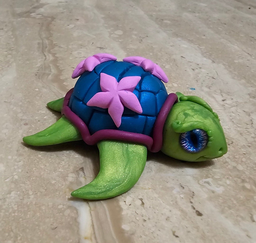Handmade Sea Turtle Figurine, Polymer Clay Sea Turtle Sculpture, Marine ...