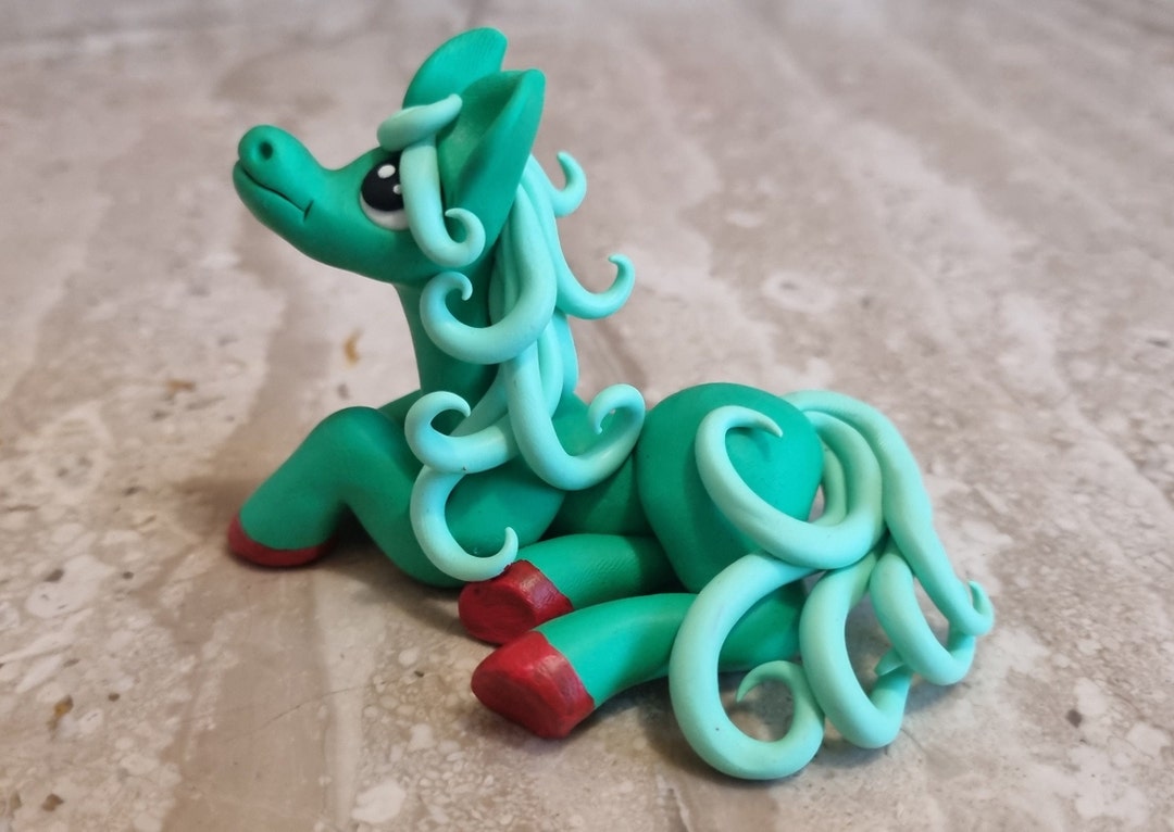 Green Pony Figurine, Clay Token, Miniature Horse Sculpture, Anime Pony ...