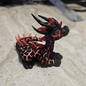 Magma Dragon Figurine, Polymer Clay Dragon Sculpture, Lava Dragon ...