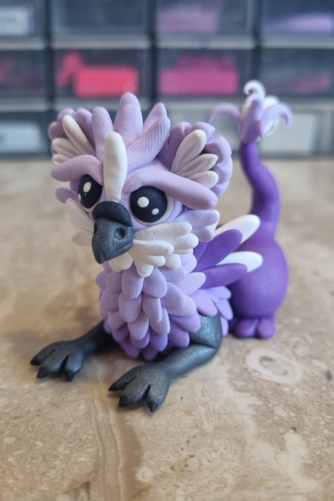 Griffin Figurine Handmade With Polymer Clay, Griffon Sculpture, Gryphon ...