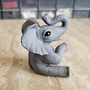 Handmade Elephant Sculpture, Miniature Elephant Figurine, Polymer Clay ...