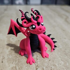 Neon Pink Dragon Sculpture, Miniature Dragon Figurine, Handmade Dragon ...