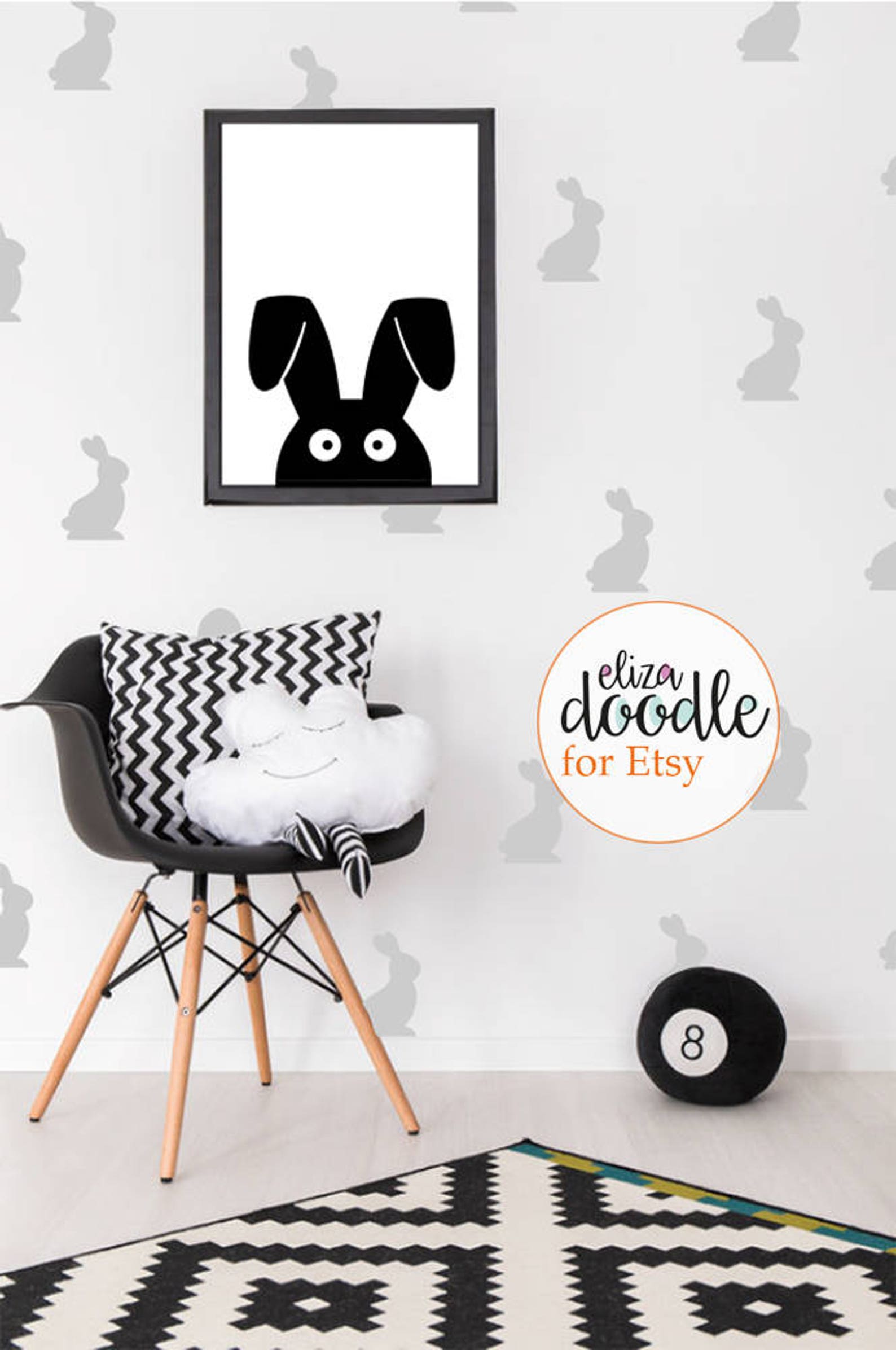 Rabbit Wall Stickers / Decal White / Bunny Rabbits Nursery / | Etsy UK