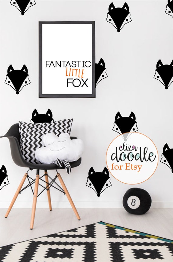 Fox Wall Decals / Fox Wallpaper Removable / Nursery Wallpaper | Etsy UK