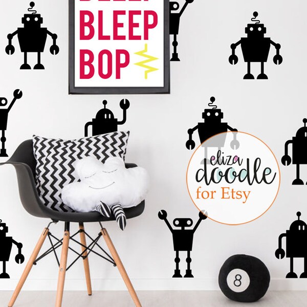 Robot Wall Decal - Etsy