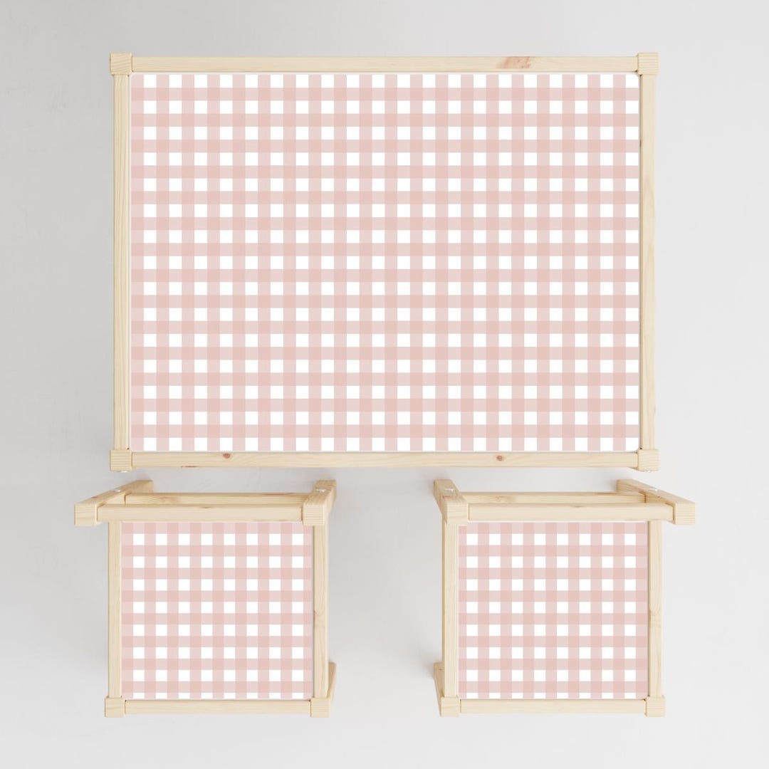 Stickers for IKEA Latt Decals for Latt Table and Chairs Pink Gingham ...