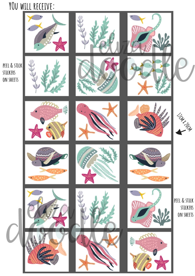 Ocean Wall Stickers: 54 Sea Life Decals, Nursery Mural - Etsy UK