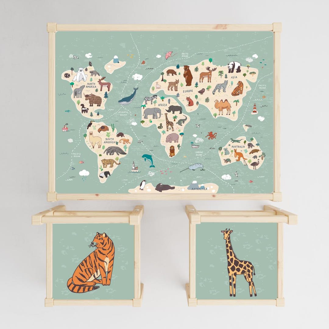 IKEA Latt Table Stickers: Animal Map Decals for Kids Furniture - Etsy