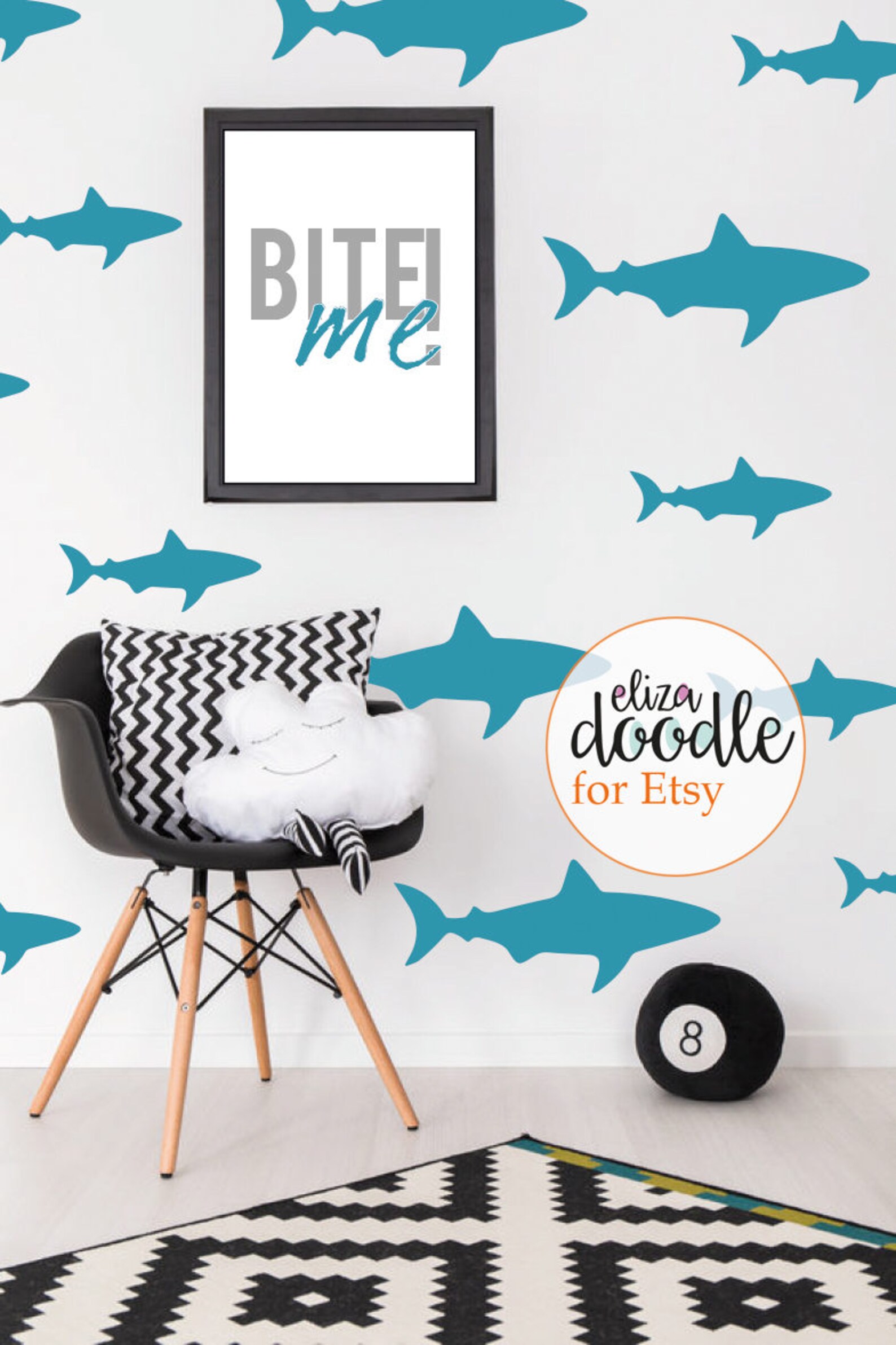 Shark Wall Stickers / Fish Vinyl Decal / Shark Nursery Decor / | Etsy UK