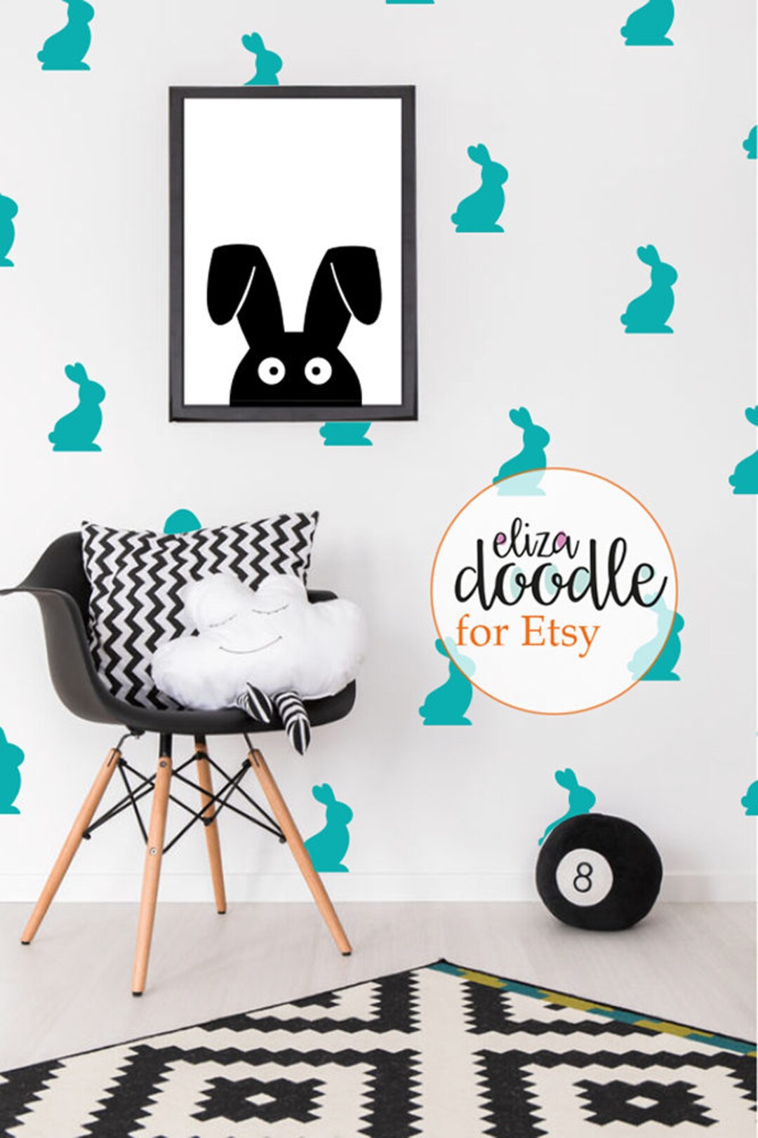 Rabbit Wall Stickers / Decal White / Bunny Rabbits Nursery / - Etsy UK