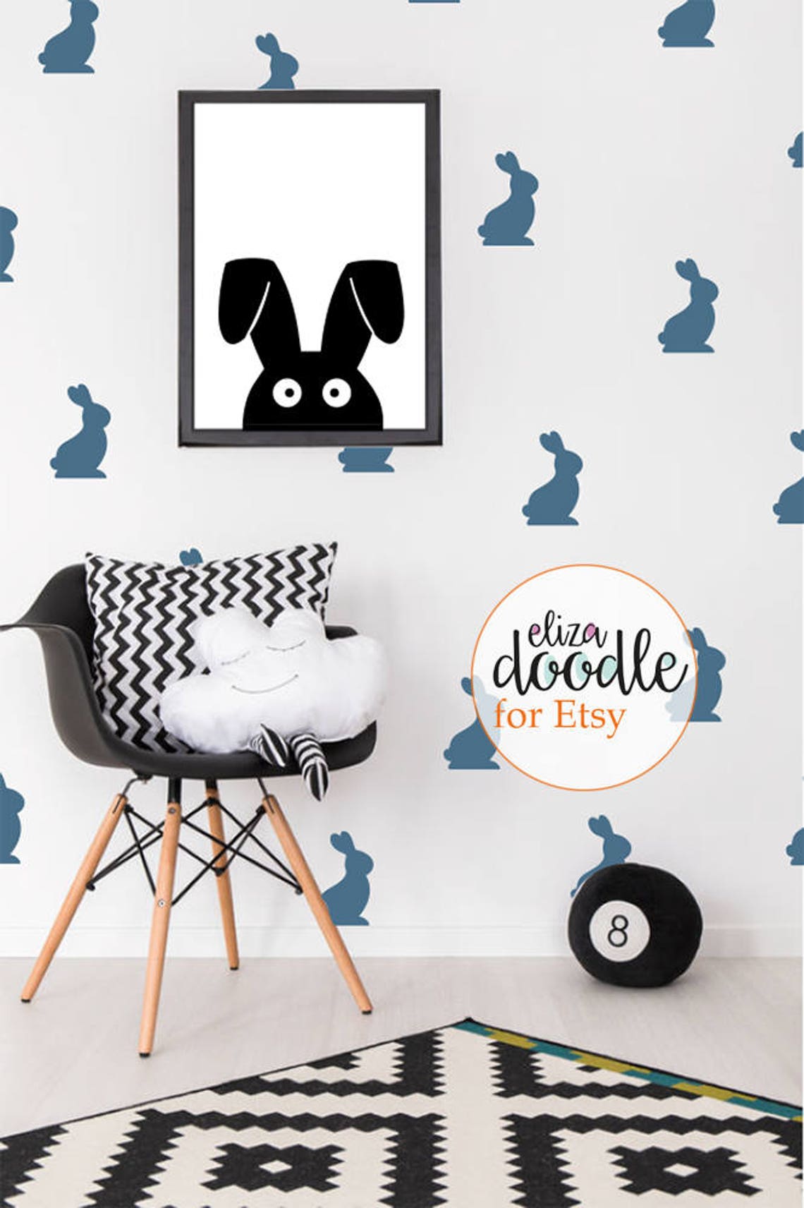 Rabbit Wall Stickers / Decal White / Bunny Rabbits Nursery / | Etsy UK