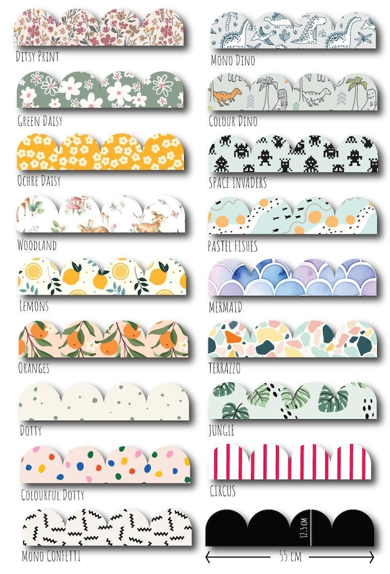 Floral Scallop Wall Stickers: Nursery Border Decor - Etsy