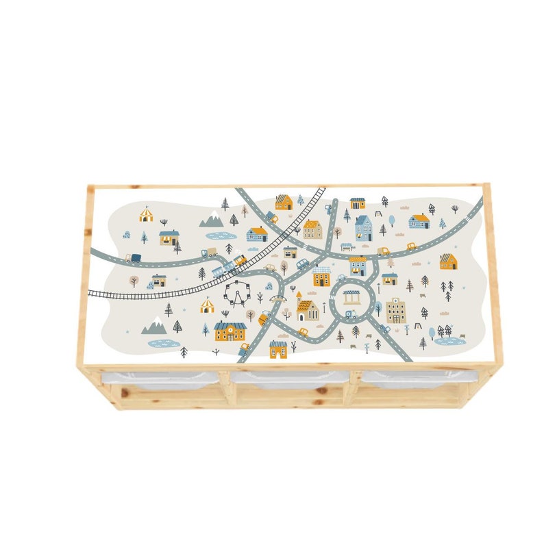 Ikea Trofast Sticker: Road Map Playmat Decal, Pastel Town Scene - Etsy