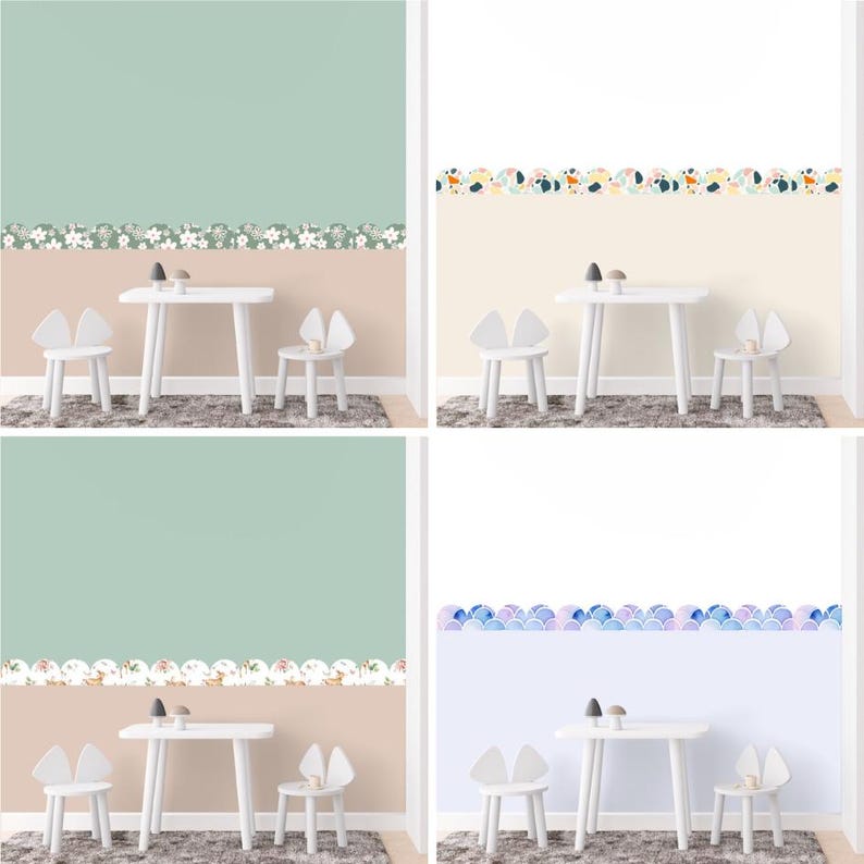 Floral Scallop Wall Stickers: Nursery Border Decor - Etsy