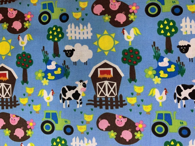 100% Cotton Fabric 'farmyard' Design From Fabric Freedom - Etsy UK