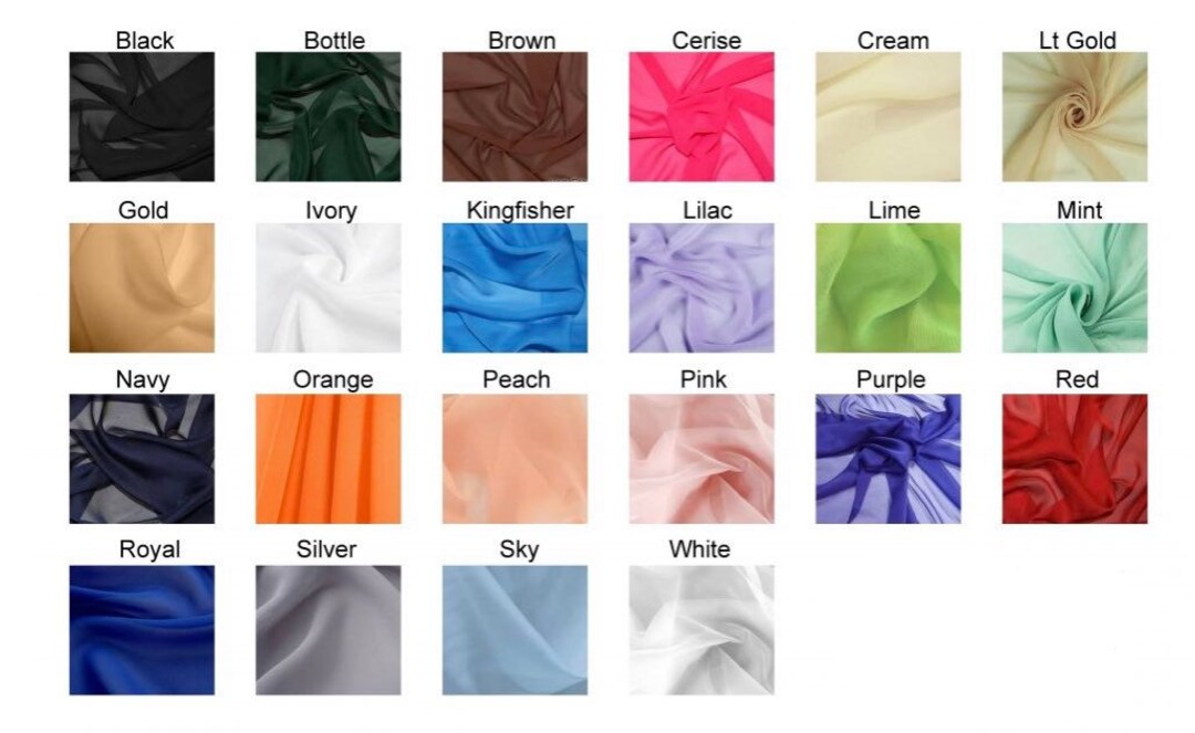 Ciffon, 18 Colours, Polyester Fabric - Etsy