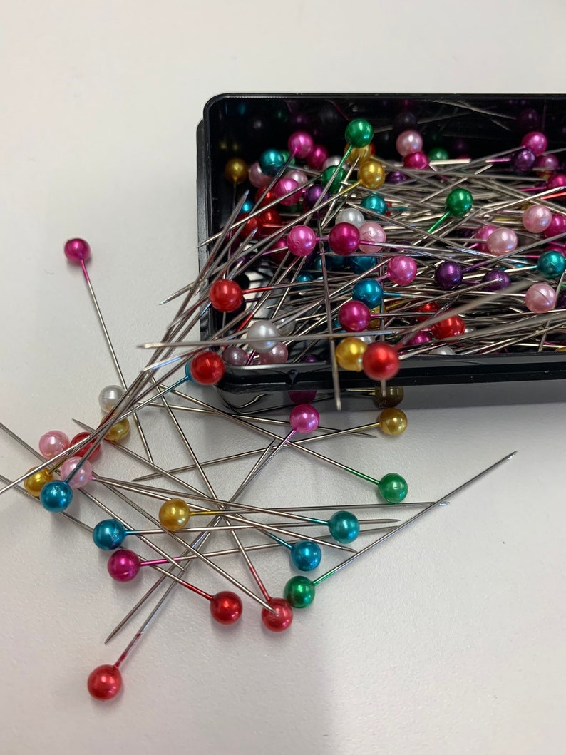 Dressmaking Craft Pearl Headed Pins Assorted Colours A box | Etsy