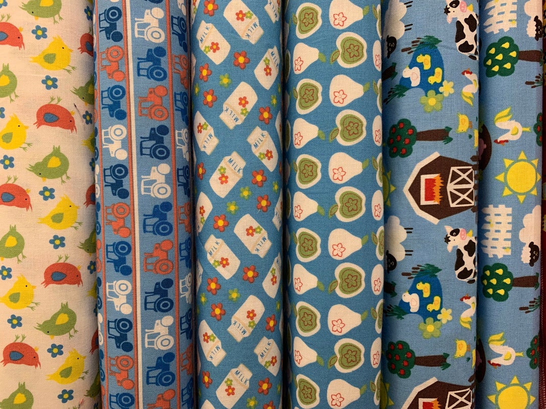100% Cotton Fabric 'farmyard' Design From Fabric Freedom - Etsy
