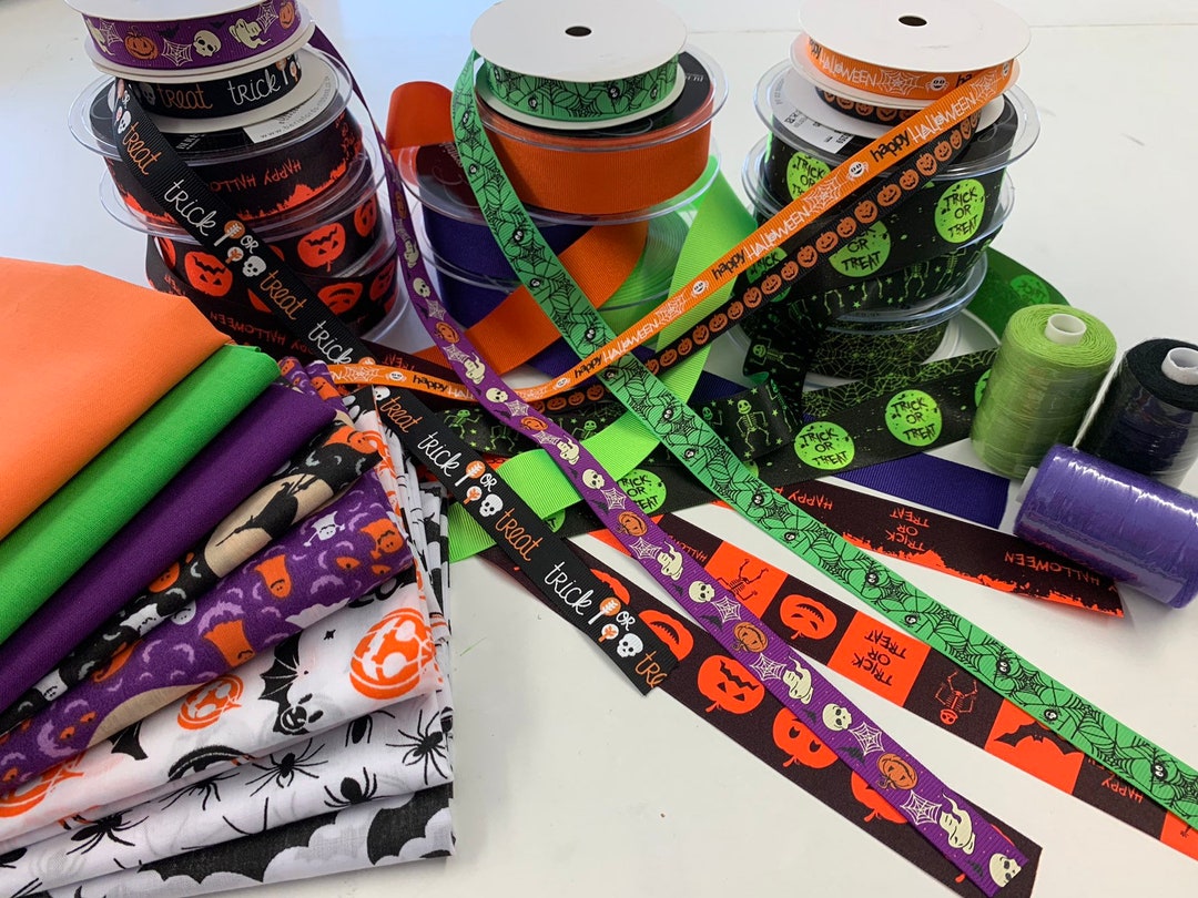 AMAZING VALUE Halloween Bundle Pack. Halloween Fabric, Halloween Ribbon ...