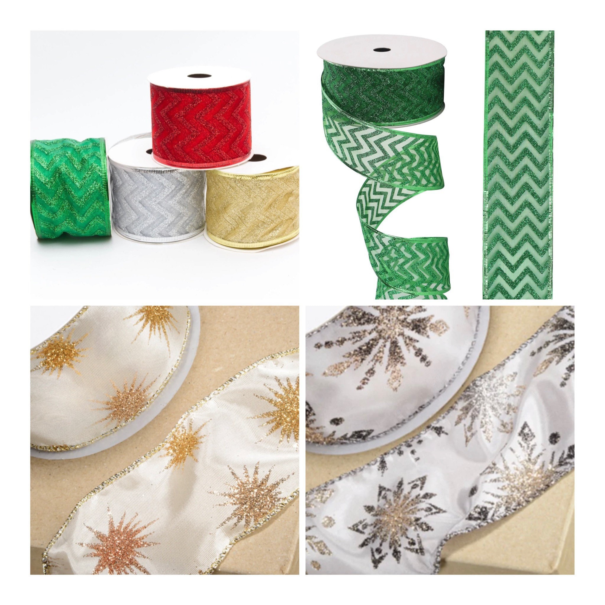 Wired Christmas Ribbon Various Designs - Etsy