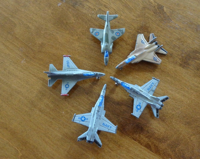 6 Vintage Tiny Fighter Planes Jets Airplane Aviation Collector Toys Air ...