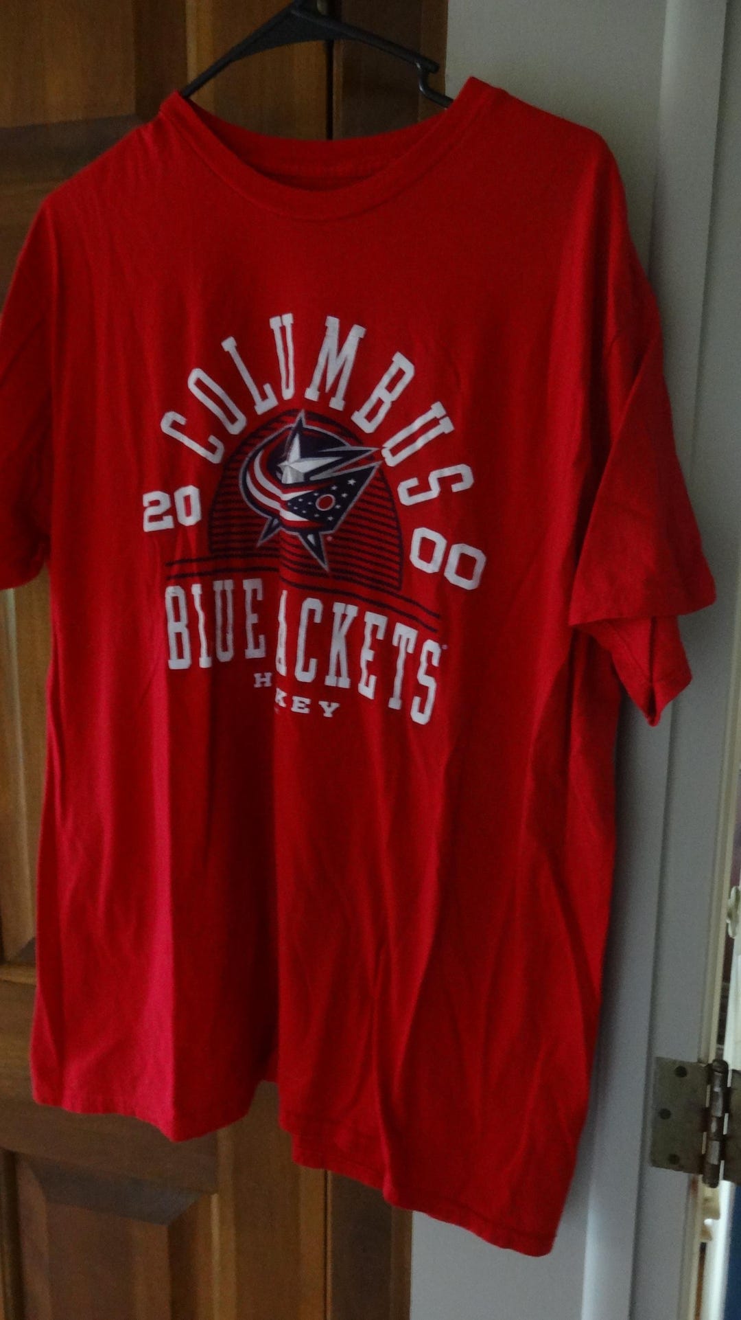 Columbus Blue JACKETS CBJ Ice Hockey Blue Red 2XL Short Sleeve T-shirt ...