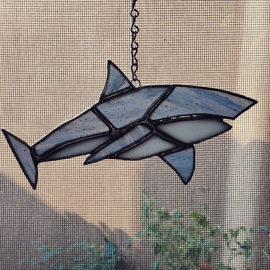 Stained Glass Great White Shark Color Customizable - Etsy