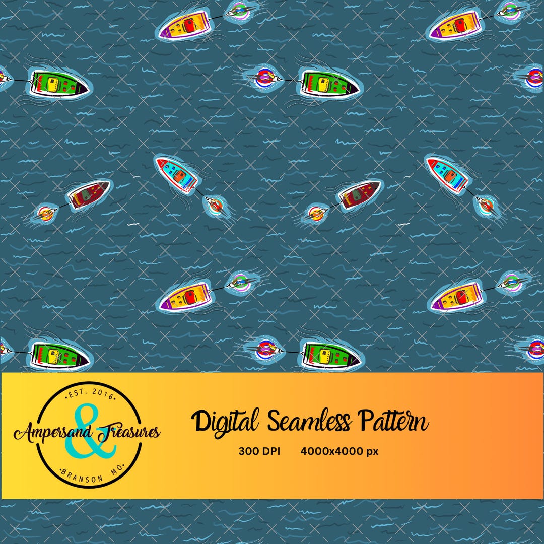 Lake Life Boating Tubing Seamless Pattern Digital Paper Hand-drawn - Etsy