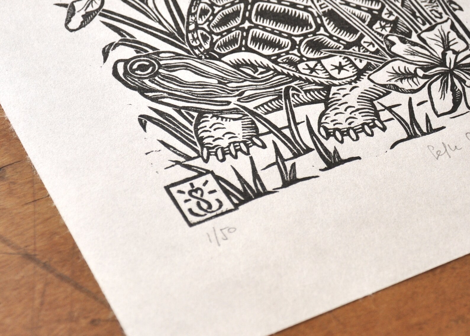 Original Linoprint turtle in Limited Edition - Etsy