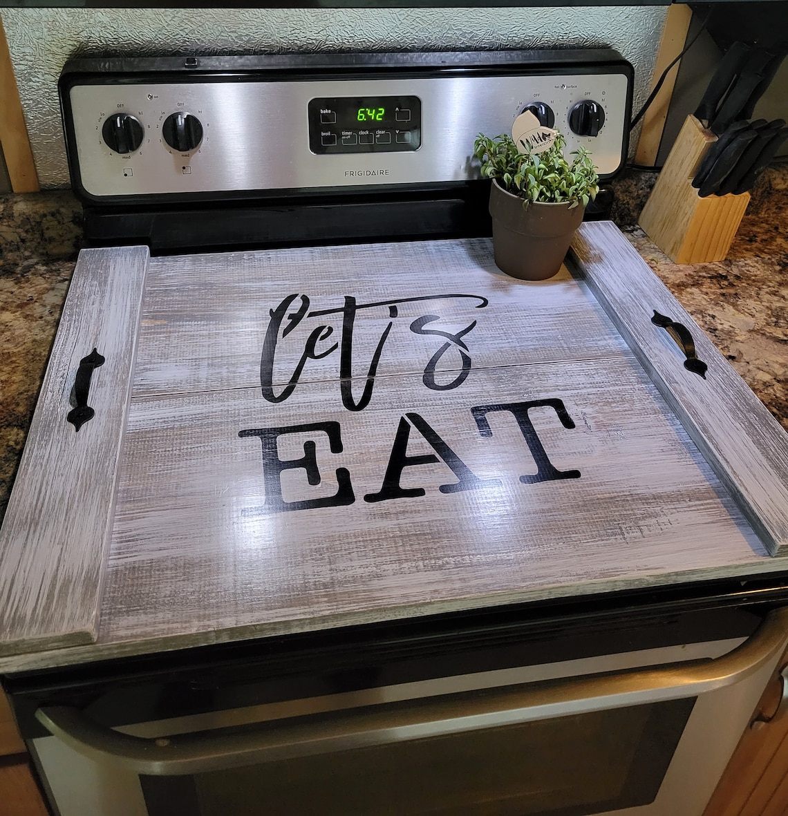 Wood Stove Top Cover/noodle Board Distressed White W/saying. - Etsy