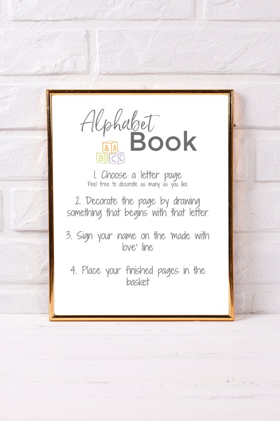 Minimalist Alphabet Baby Book Instant Download Baby Shower - Etsy