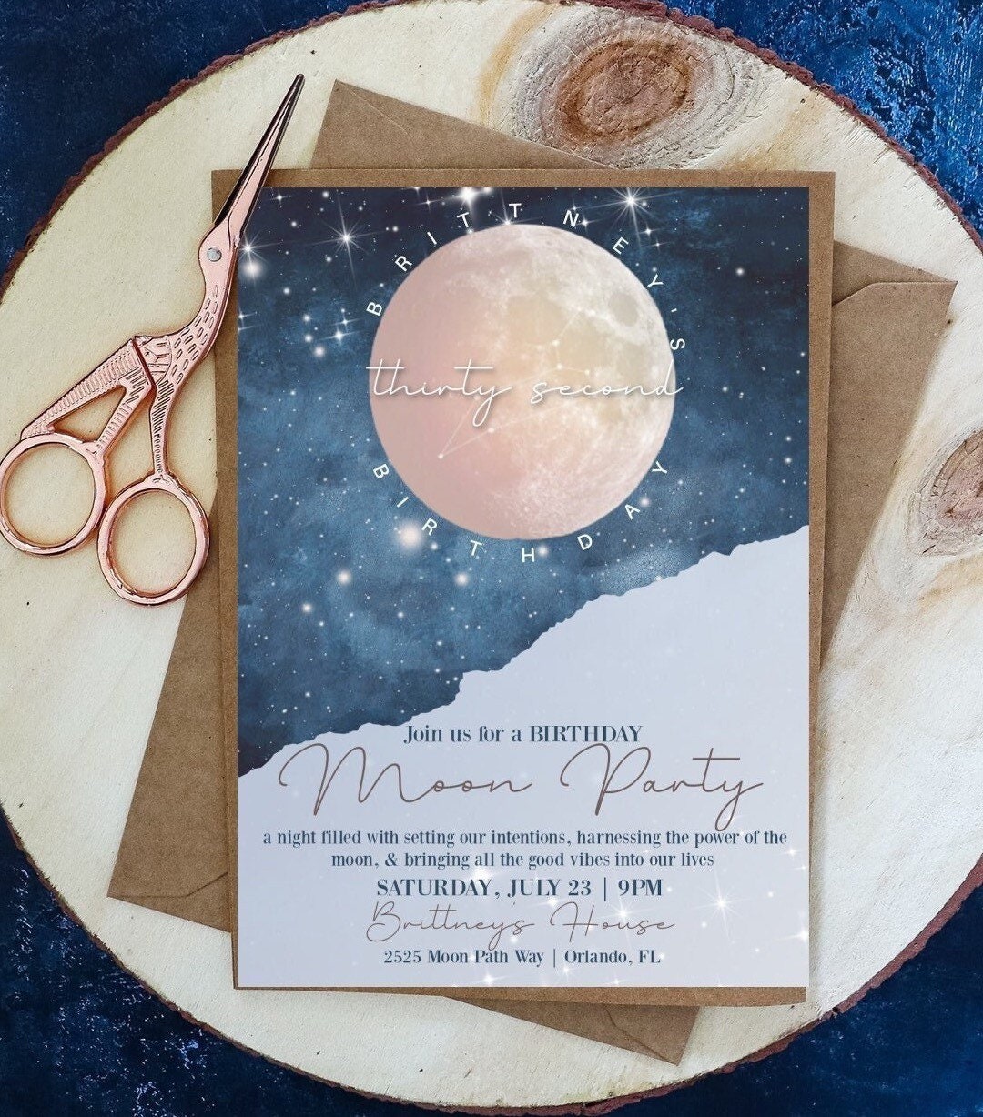 Invitación de cumpleaños de la fiesta de la luna invitación - Etsy México