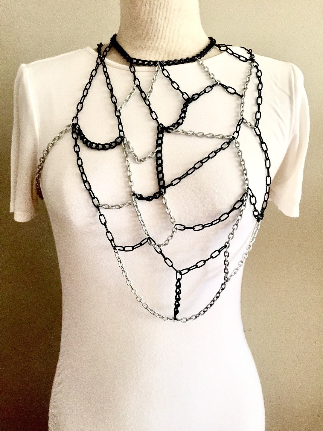 Halloween Spider Web, Black and Silver Bodychains, Spider Web Body ...
