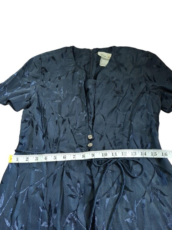 Vintage 90's Lisa Jo Navy Blue Dress With Plant Patt… - Gem