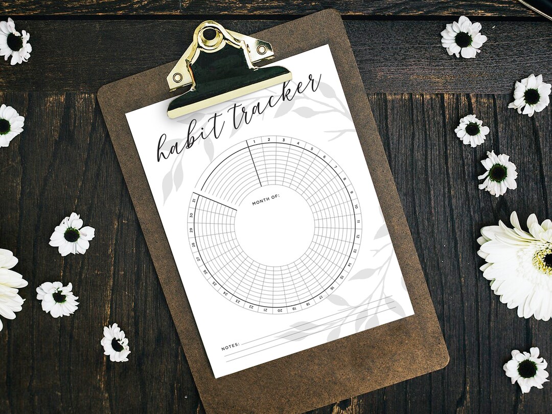 Circular Monthly Habit Tracker, Printable, Progess Binder, Bullet ...