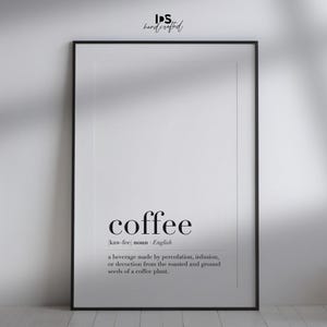 Coffee Definition Wall Art Printable, Coffee Bar Art, Coffee Lover Gift ...