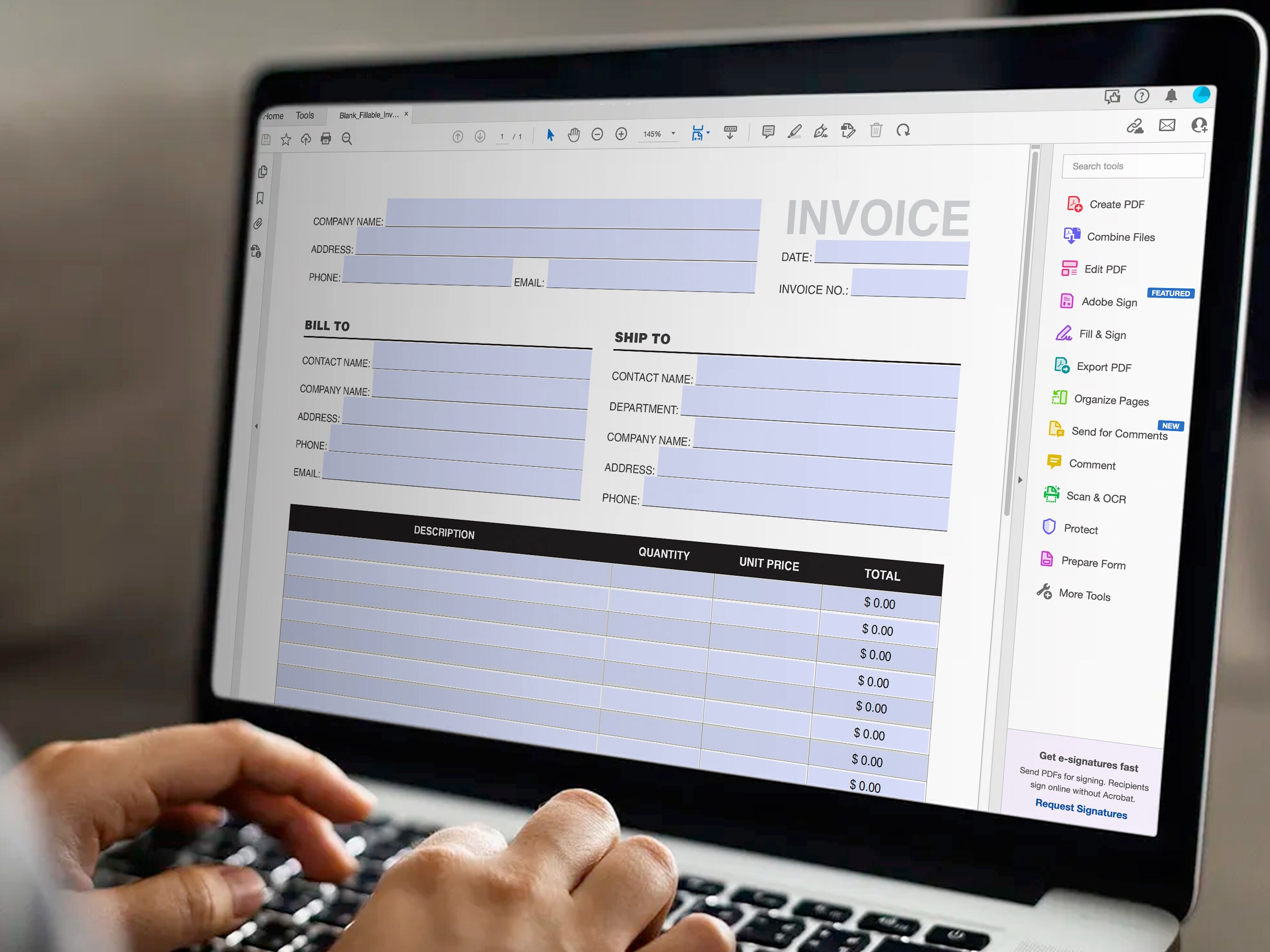 Digital and Printable Invoice Template, Business Tools, Fillable PDF ...