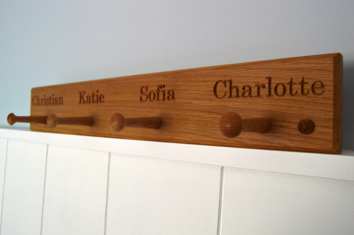 Personalised Oak Peg Rail Oak Peg Rack Wooden Peg Rail - Etsy